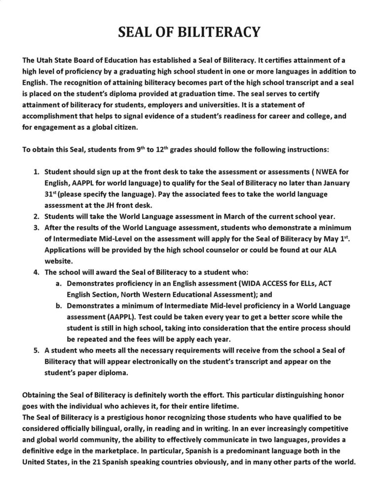 Seal of Biliteracy - American Leadership Academy